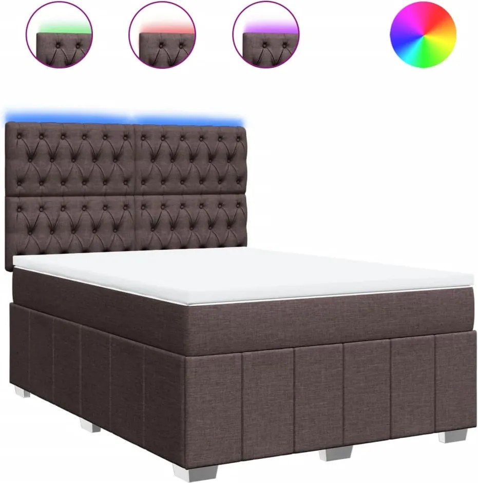 Box spring postel s matrací tmavě hnědá 140x200 cm textil 3294001