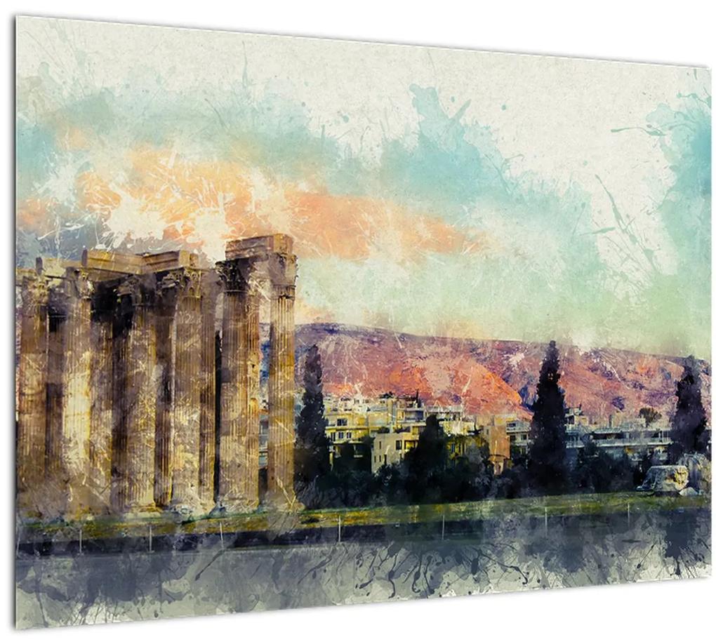 Skleněný obraz - Akropolis, Athény, Řecko (70x50 cm)