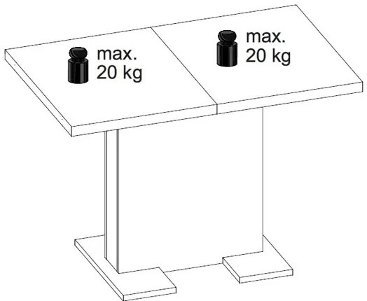 Jídelní stůl Britt 110x69 cm, šedý beton/bílý
