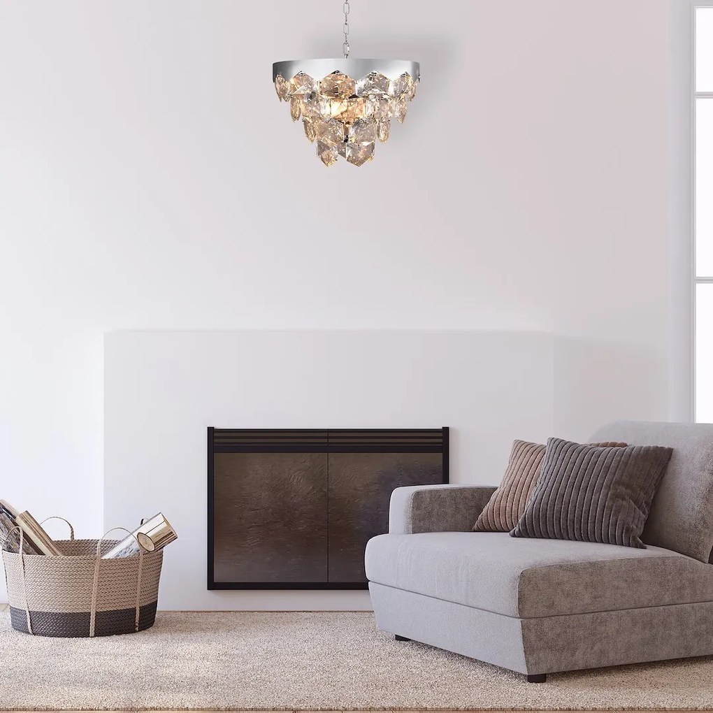 Lustr Grace, 1x křišťálové/chromové kovové stínítko, (fi 45cm), ch