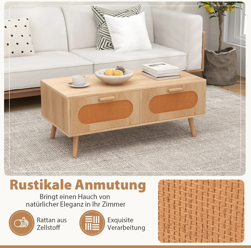 Costway Konferenční stolek do obývacího pokoje se 2 zásuvkami – 100 × 50 × 41 cm