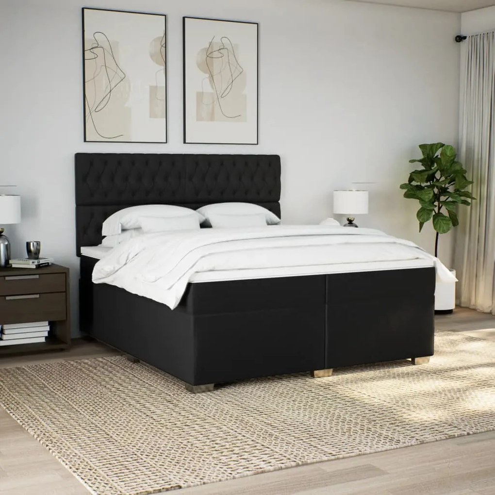 Box spring postel s matrací černá 200x200 cm textil 3290604