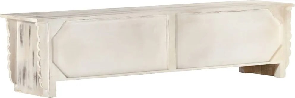 TV stolek bílý 140 x 30 x 35 cm masivní mangovníkové dřevo 286388