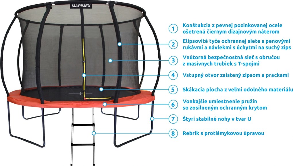 Marimex | Trampolína Marimex Premium 305 cm + vnitřní ochranná síť + schůdky ZDARMA | 19000111