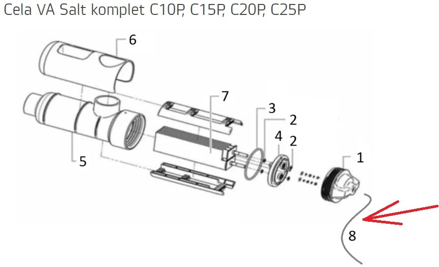 Vagnerpool Propojovací kabel cely a stanice VA Salt, Smart, CP08, CP10, CP15, CP20, CP25