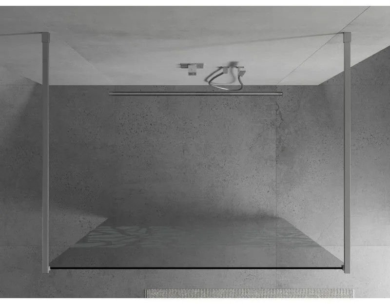 Mexen Kioto, průchozí sprchová zástěna 100 x 200 cm, 8mm sklo čiré/bílý vzor, 2x chromová stabilizační rozpěra, 800-100-002-01-85