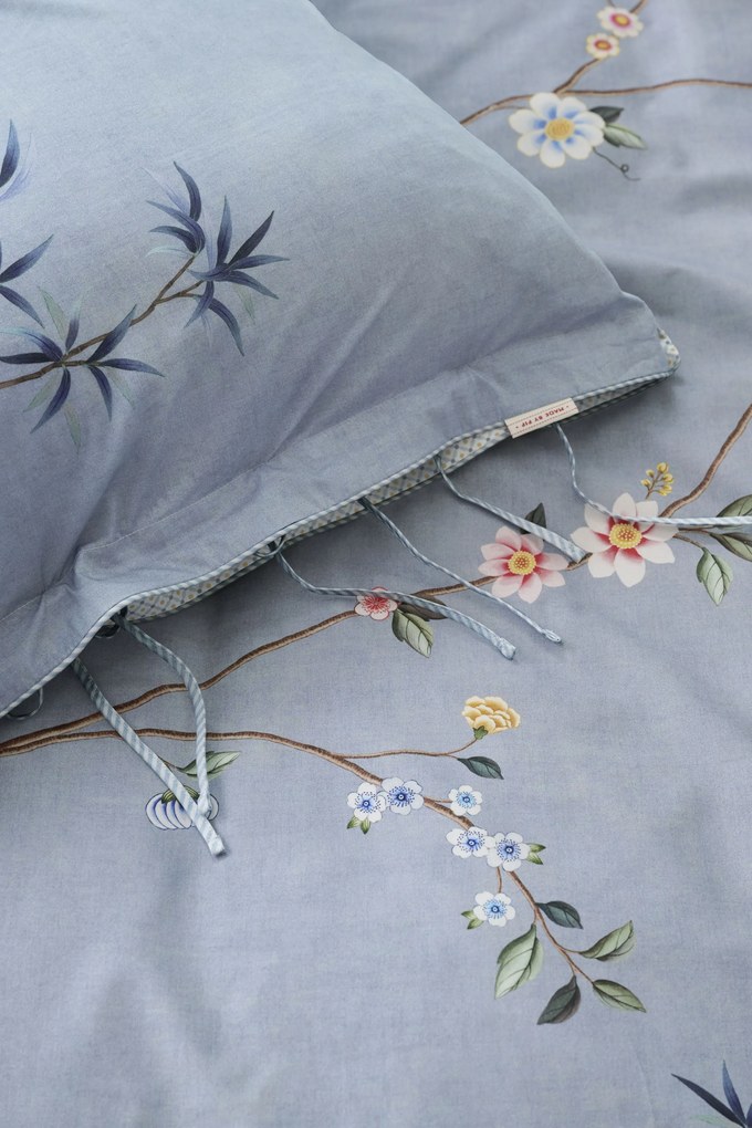 Pip Studio perkálové povlečení Bamboo Blossom světle modrý 140x200 + 70x90 cm (Kvalitní perkálové povlečení na jednolůžko v dárkovém boxu)