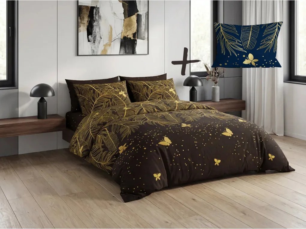 Sada povlečení z mikrovlákna VISATA černá + povlak na polštář 50 x 70 cm ZDARMA