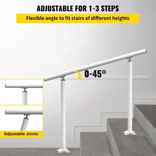 Venkovní zábradlí, 0,9 m, 86,4 cm Bílé na schody nastavitelné od 0 do 60 stupňů
