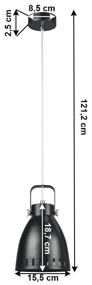 Kondela Visící lampa, černá / kov, AIDEN typ3