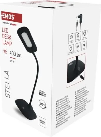 LED stolní lampa STELLA černá EMOS Z7602B