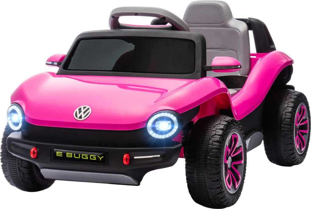 AIYAPLAY dětské elektrické auto od 3 let Volkswagen E-Buggy 12V s dálkovým ovládáním 2,4 G, odpružená kola, růžová
