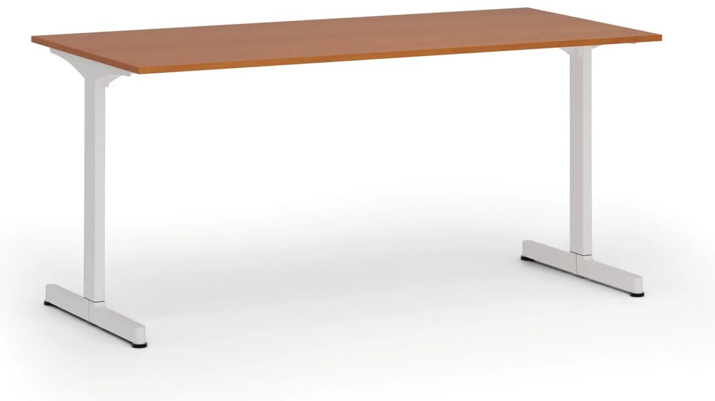 Kancelářský stůl PRIMO BETA, 160x80 cm, bílá podnož, třešeň
