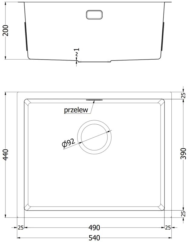 Mexen Trixo, 1-komorový nerezový dřez 540 x 440 mm, broušená zlatá, vzor voština, 6414541000-55HC