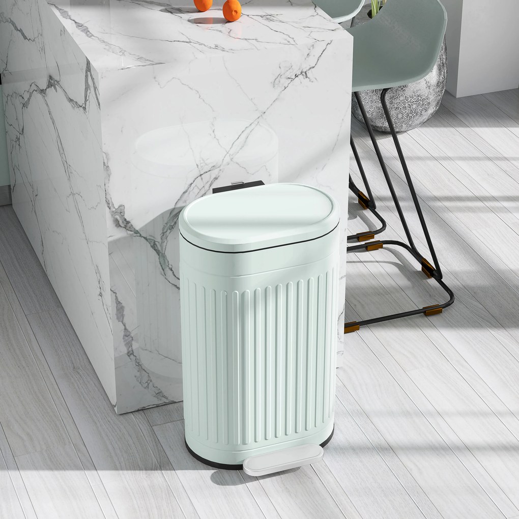HOMCOM Koš na odpadky 30 l pedálový koš s víkem nožní pedál vyjímatelný vnitřní koš s funkcí soft-close 36,5 x 31,2 x 60,8 cm, zelený