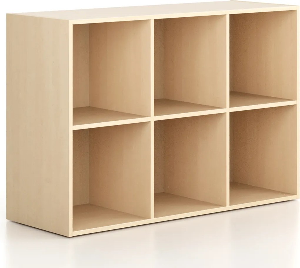 Regál FRAME, nízký, 3 sloupce, 881 x 1299 x 450 mm, bříza