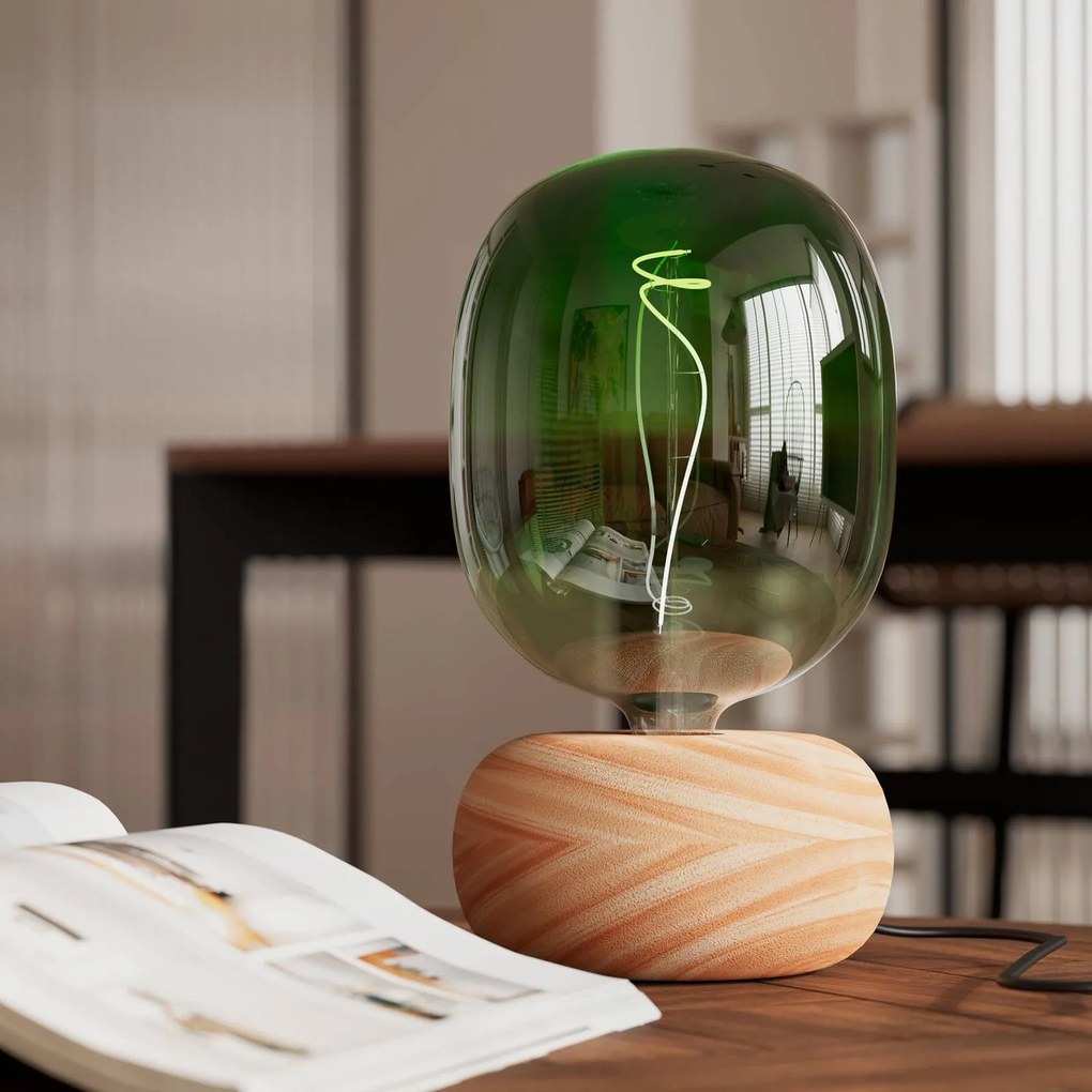 Calex Round Wood stolní lampa ze dřeva