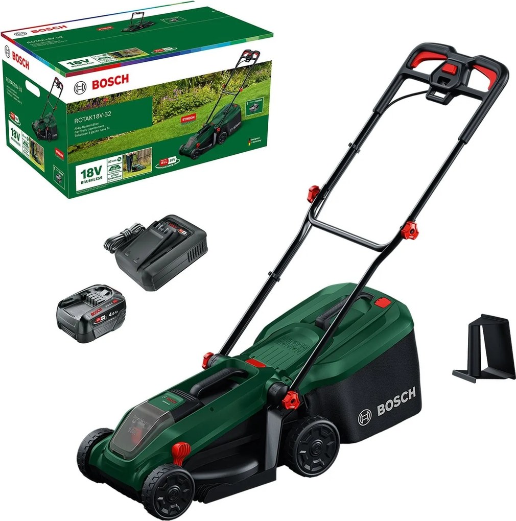 BOSCH Akumulátorová sekačka na trávu ROTAK 18V-32 vč. bat. a nab. (0.600.8B9.P00)