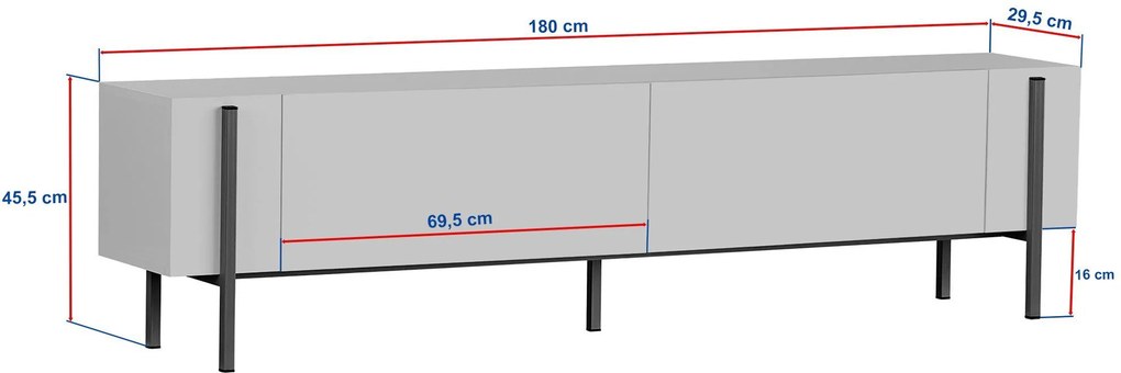 TV stolek ZENORI 180 cm, borovice Atlantic/černá