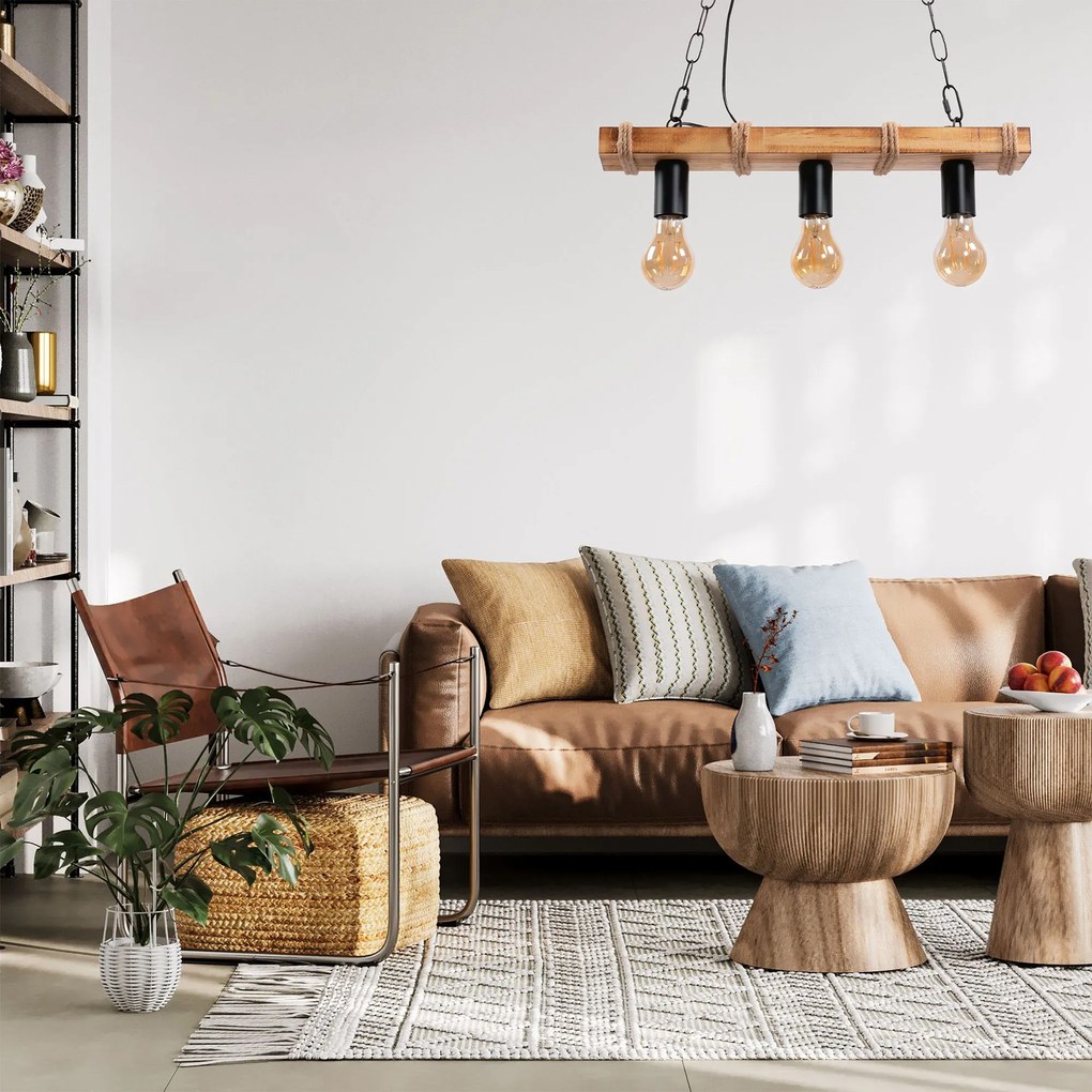 Toolight BOHO LINE, 3-bodové závěsné svítidlo 3xE27 APP1319-3CP, hnědá-černá, OSW-02461