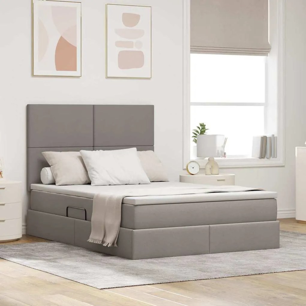 Postel s úložným prostorem a matrací Taupe 140 x 200 cm textil 3371724