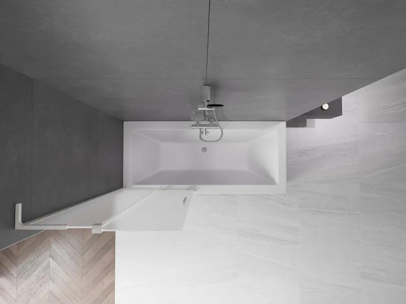 Mexen Velar L, 2-křídlová posuvná vanová zástěna 80 x 150 cm, 8mm sklo námraza, broušená ocel, 896-080-003-31-97