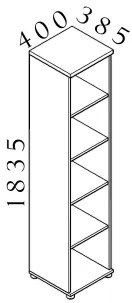 NABYTEK-DESIGNOVY.CZ - S540 12 - Kancelářský regál Komfort, 40x38,5x183,5 cm, bez dveří , javor