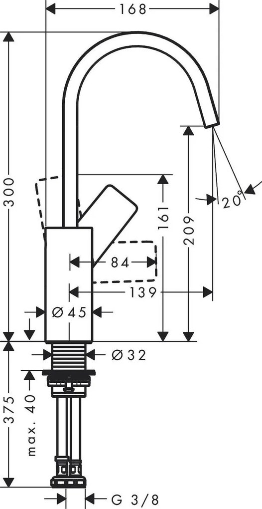 Hansgrohe Vivenis, umyvadlová baterie 210, s otočným výtokem, EcoSmart, chromová, 75032000