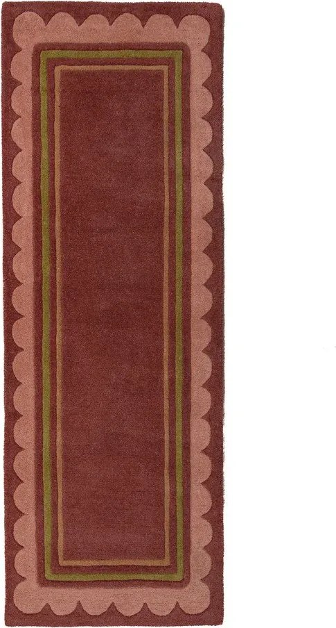 Vínový ručně tkaný vlněný běhoun 80x230 cm Lois – Flair Rugs