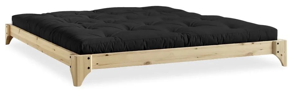 Dvoulůžková postel z borovicového dřeva s matrací Karup Design Elan Comfort Mat Natural Clear/Black, 140 x 200 cm