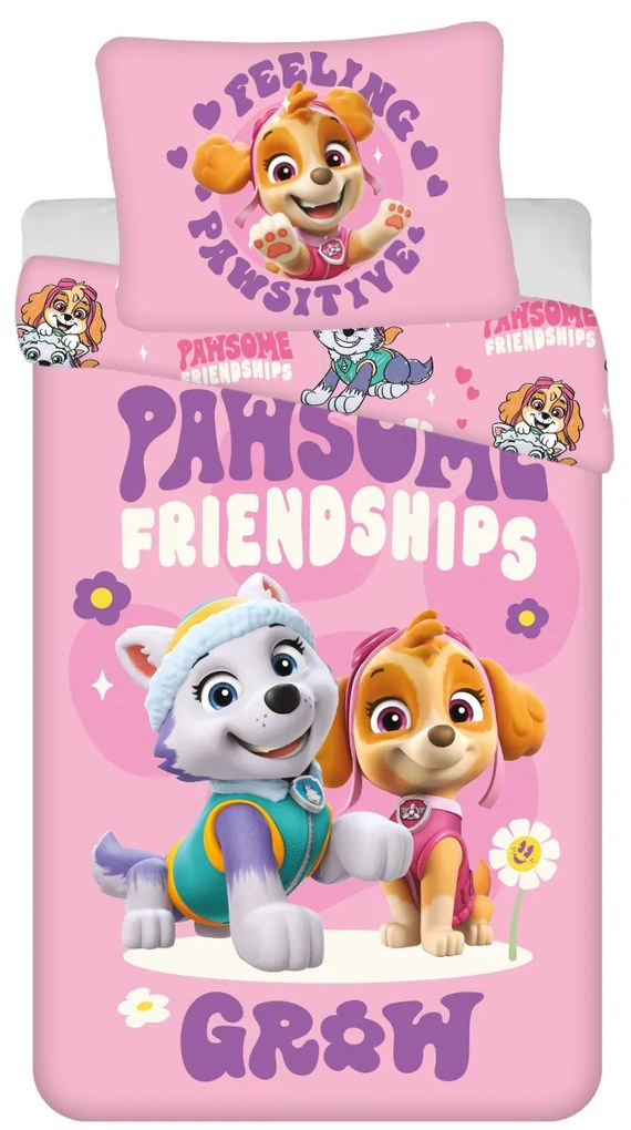 Dětské povlečení z mikrovlákna PAW PATROL Pawsome friendships růžové Rozměr povlečení: 70 x 90 cm | 140 x 200 cm