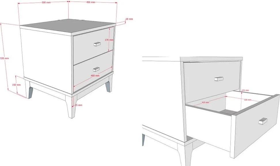 Noční stolek v dekoru ořechu v tmavě přírodní barvě Ilyas – Vipack