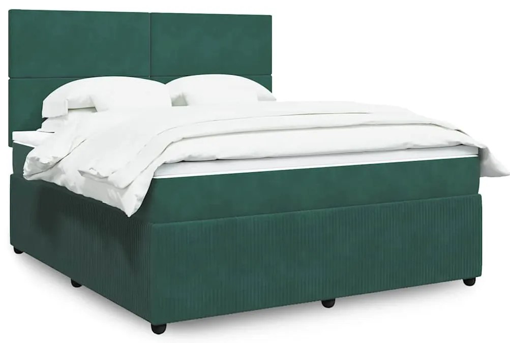 Box spring postel s matrací tmavě zelená 180x200 cm samet 3294703