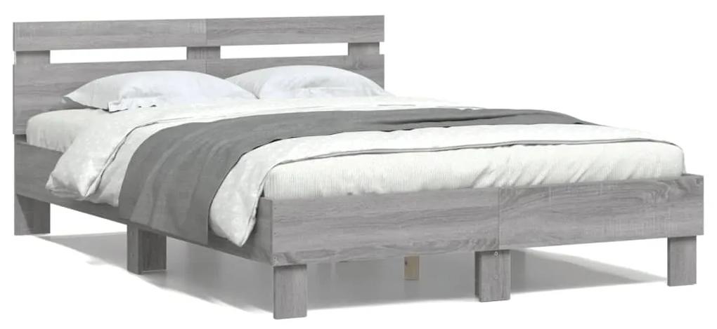 Rám postele s čelem a LED osvětlením šedý sonoma 120 x 190 cm,  3207579
