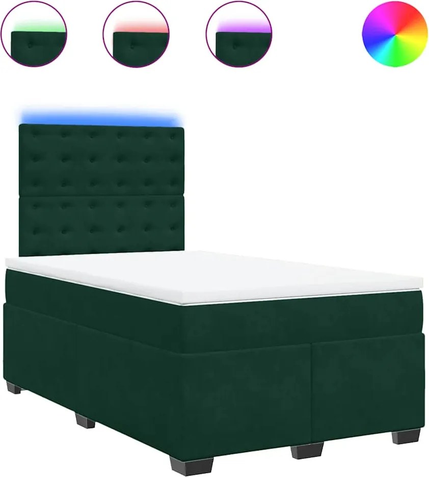 Box spring postel s matrací tmavě zelená 120 x 200 cm samet 3293197