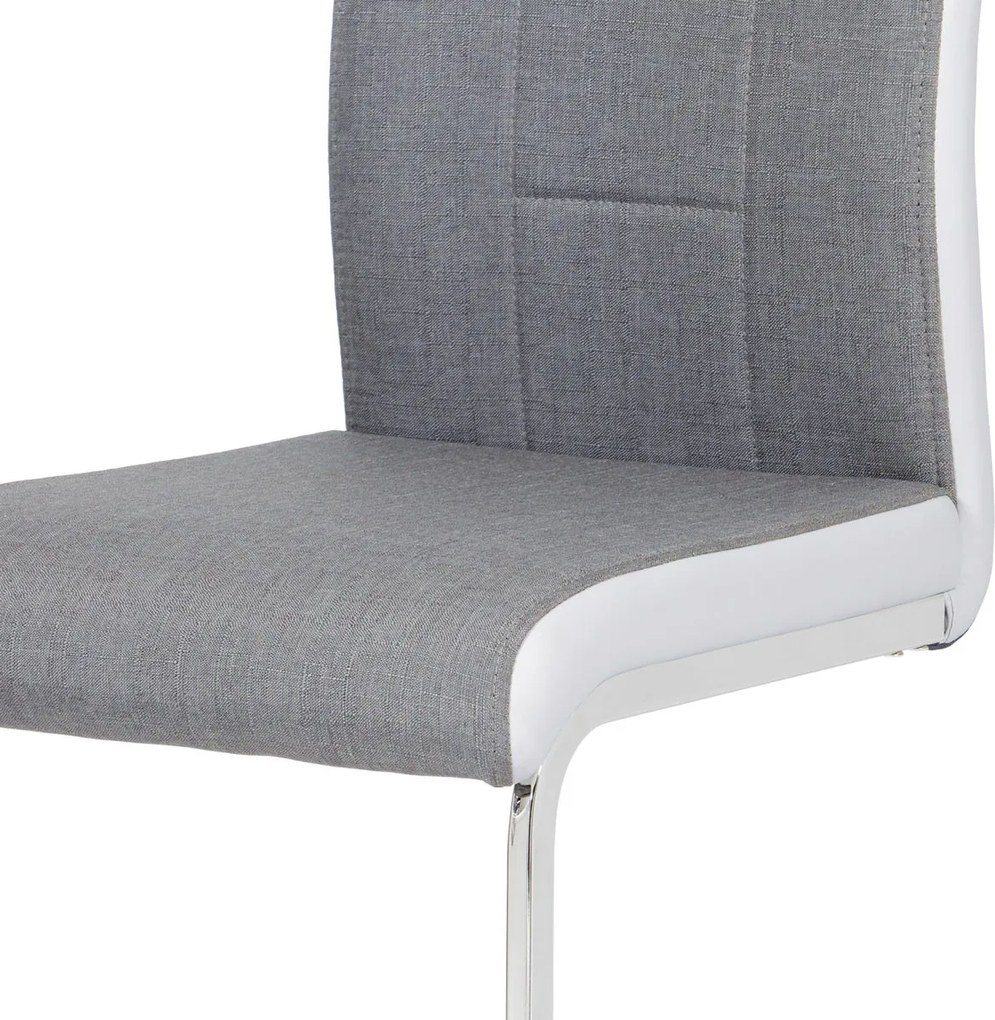 Autronic Jídelní židle DCL-410 GREY2 chrom / šedá látka + bílá koženka