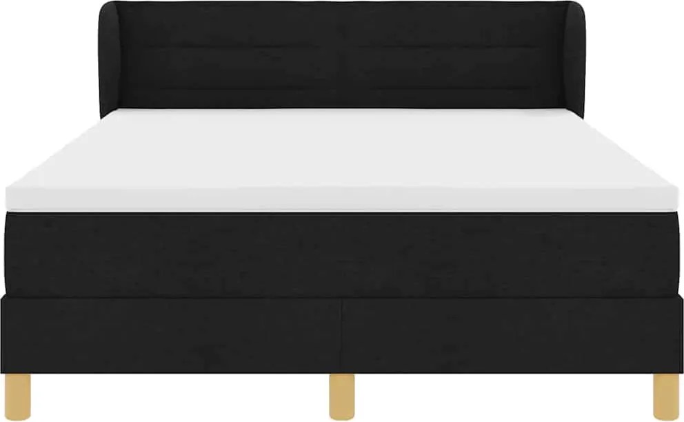 Postel s boxspringem s matrací s čelo Černá 140 x 200 cm textil 3340152