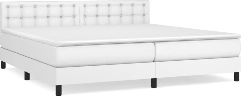 Box spring postel s matrací bílá 200x200 cm umělá kůže 3141144