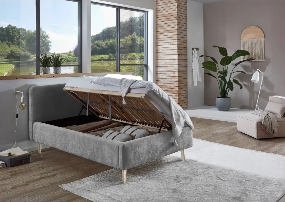 Šedá čalouněná dvoulůžková postel s roštem 120x200 cm Mattis – Meise Möbel
