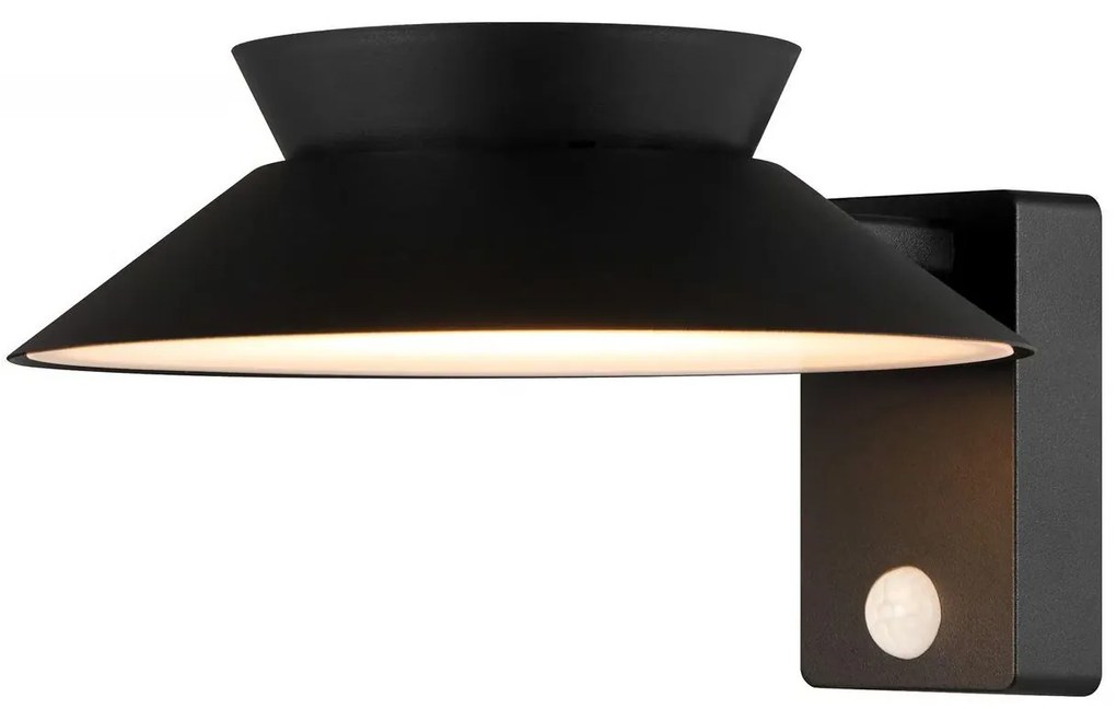 Černé fasádní solární LED svítidlo Justina s pohybovým čidlem 5W  - Nordlux