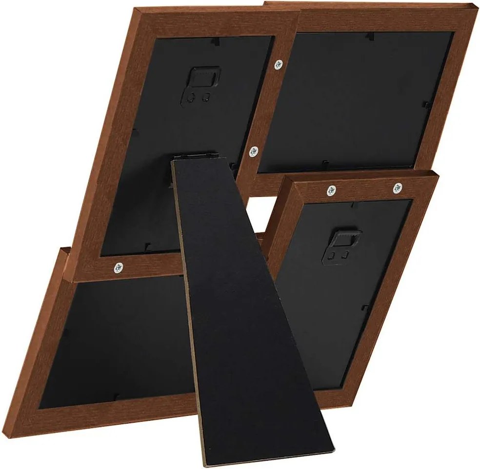 Kolážový fotorámeček na 4 obrázky (13 x 18 cm) tmavě hnědý MDF 332771
