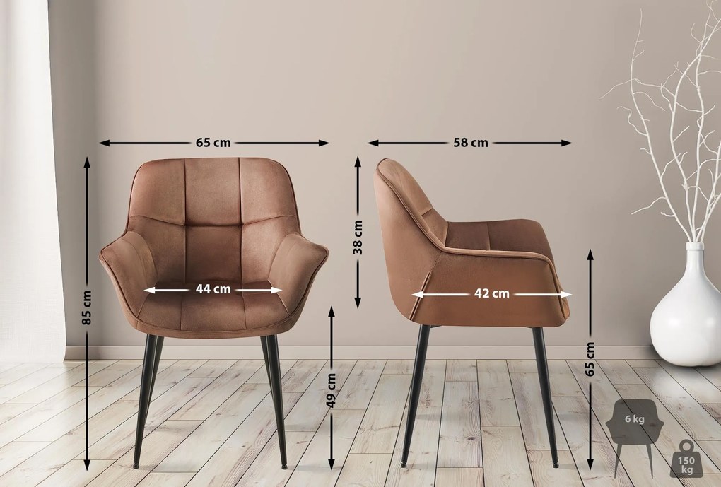 Jídelní židle Roseville samet – hnědá