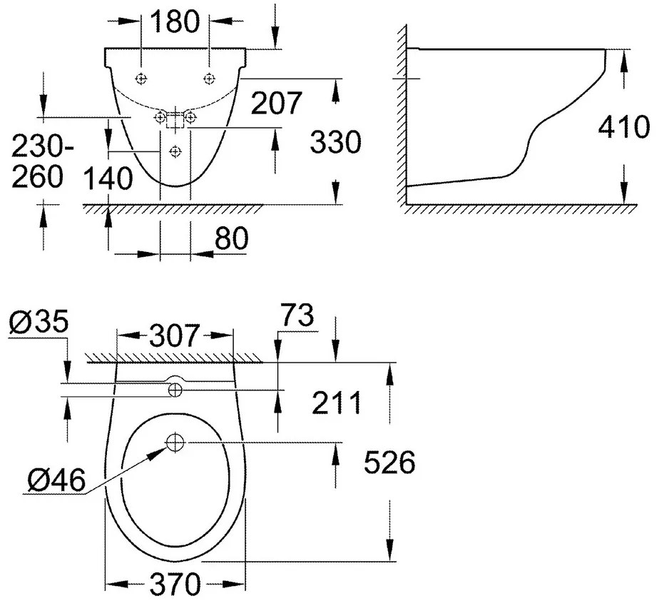 Grohe Bau Ceramic - Závěsný bidet, alpská bílá 39433000