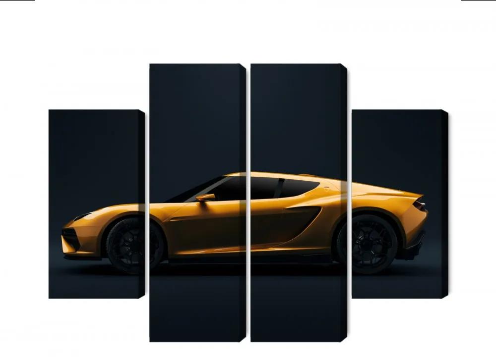 Vícedílný obraz Žluté 3D Sportovní Auto Nedostatek Nedostatek Přírodní plátno 200x150