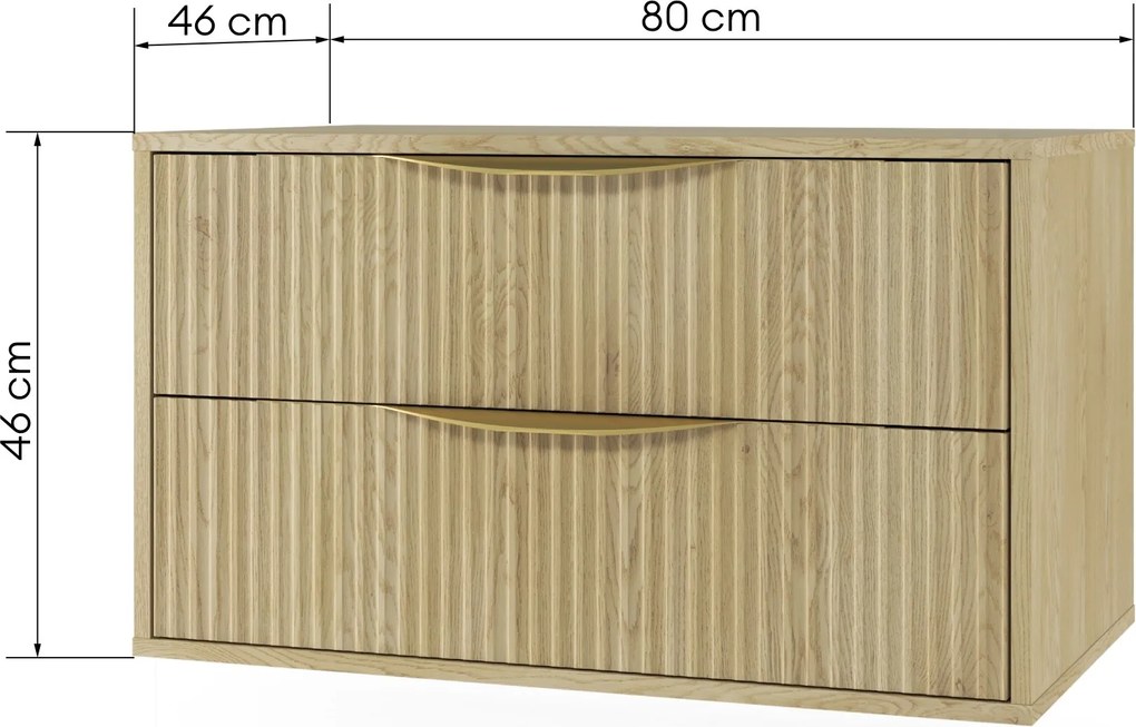 Závěsná skříňka pod umyvadlo Avila s deskou 80 cm dub Cremona Torro