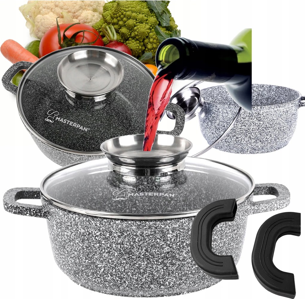 Hrnec Granitový Hrnec mramor Pokryvkou Indukce Plyn 28 cm 6 l Aroma Knob