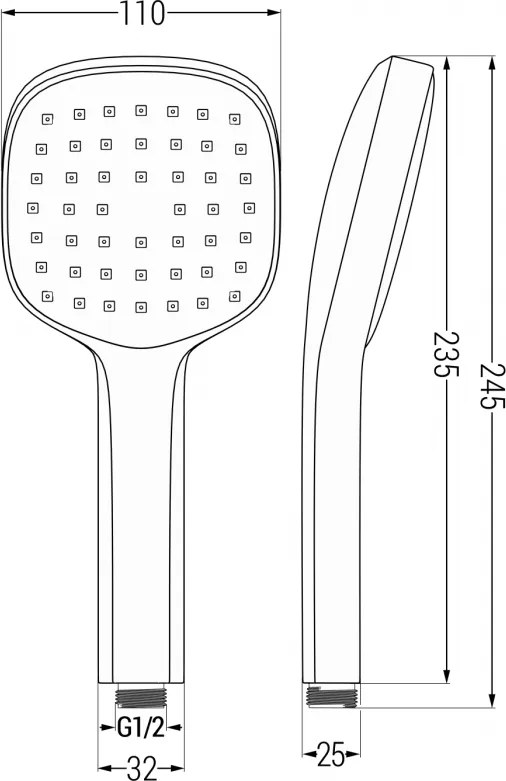 Mexen příslušenství - hlavice ruční sprchy Oval R-33, 1-funkce, černá, 79533-70