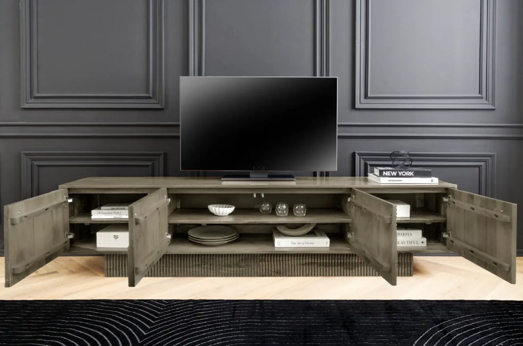 Invicta Mangový TV stolek ART DECO šedá 200 cm 46804