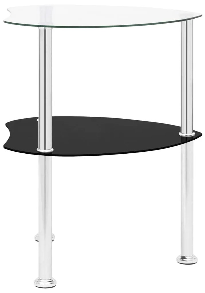 322786 vidaXL 2-Tier Side Table Transparent & Black 38x38x50cm Tempered Glass - Default Title