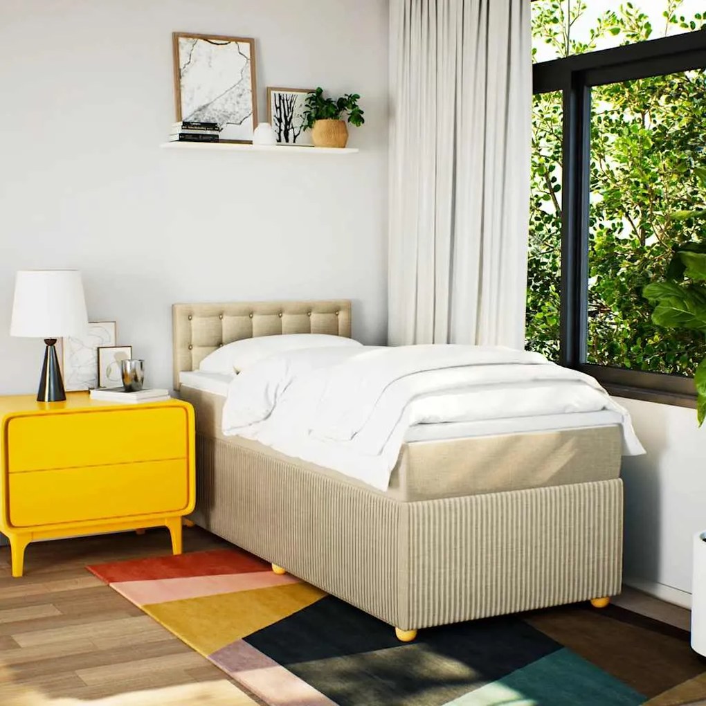 Box spring postel s matrací krémová 80 x 200 cm textil 3289602
